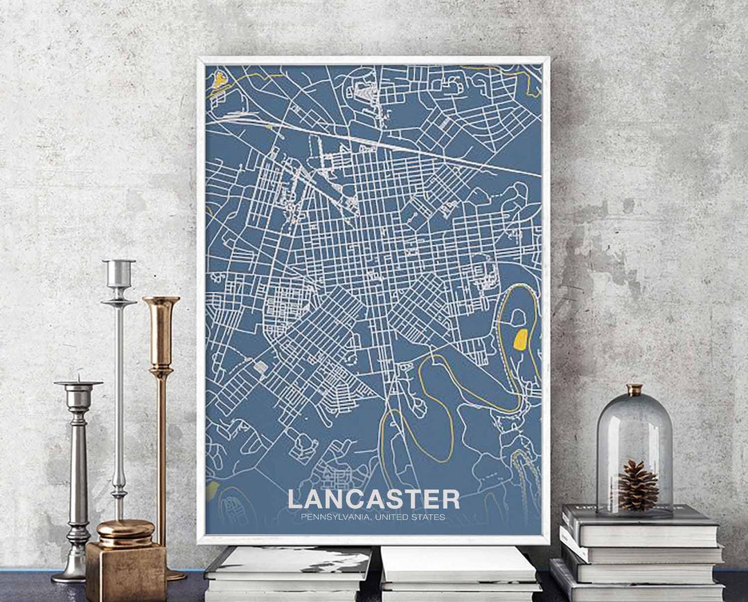 LANCASTER Pennsylvania PA US Map Poster Color Hometown City Print ...
