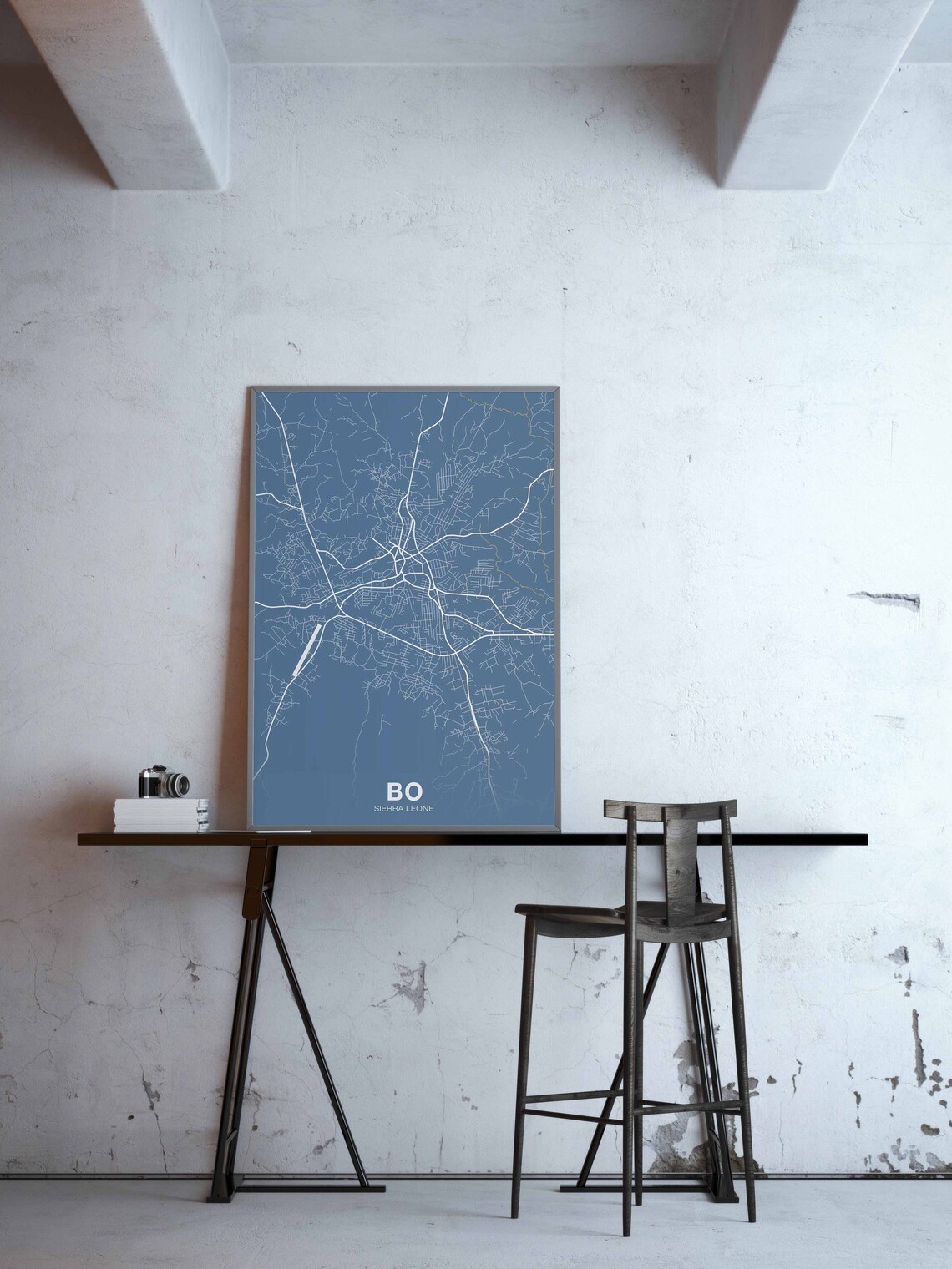 BO Sierra Leone Map Poster Color Hometown City Print Modern Home Decor ...