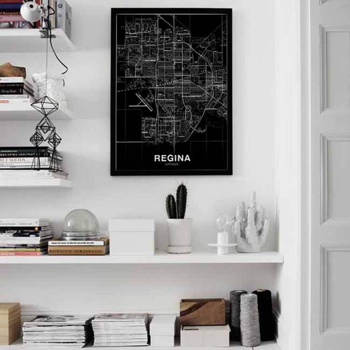 REGINA Canada Map Poster Black White Hometown City Print | Etsy