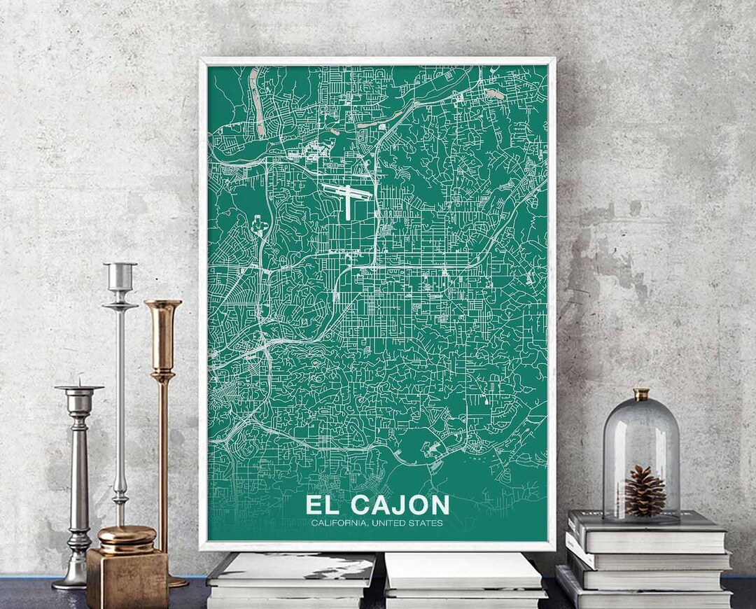 EL CAJON California CA Us Map Poster Color Hometown City Print Modern ...