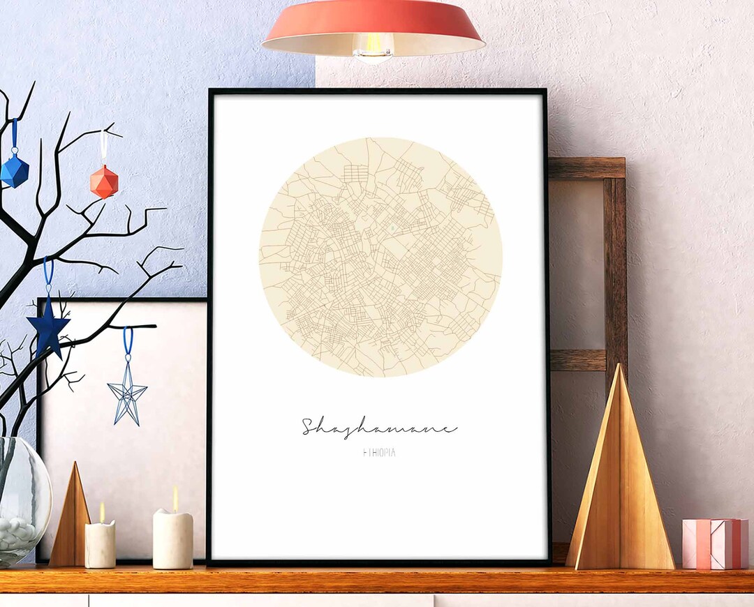 SHASHAMANE Ethiopia Map Poster Wall Decor Design Modern Minimal Nordic ...