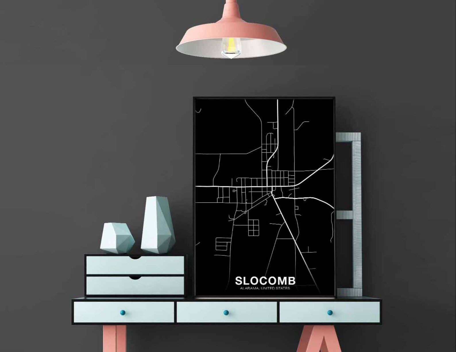 SLOCOMB Alabama AL USA Map Poster Black White Hometown City Print ...