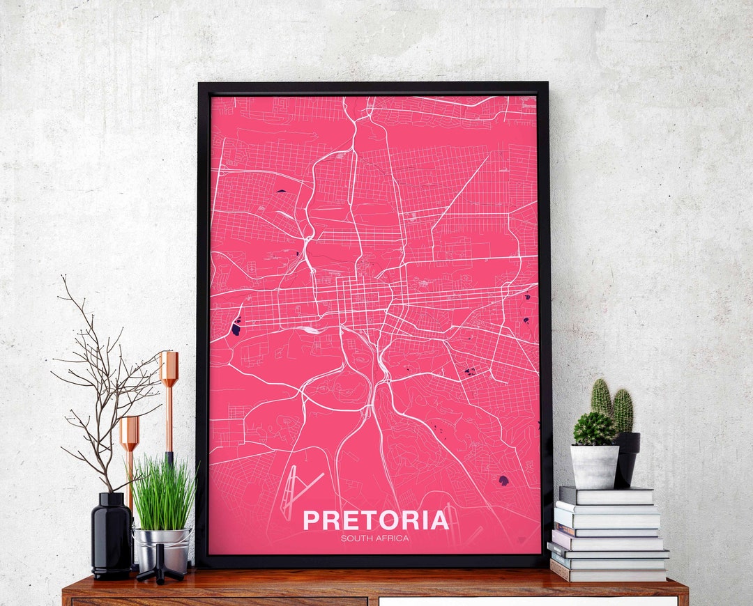 PRETORIA South Africa Map Poster Color Hometown City Print Modern Home ...
