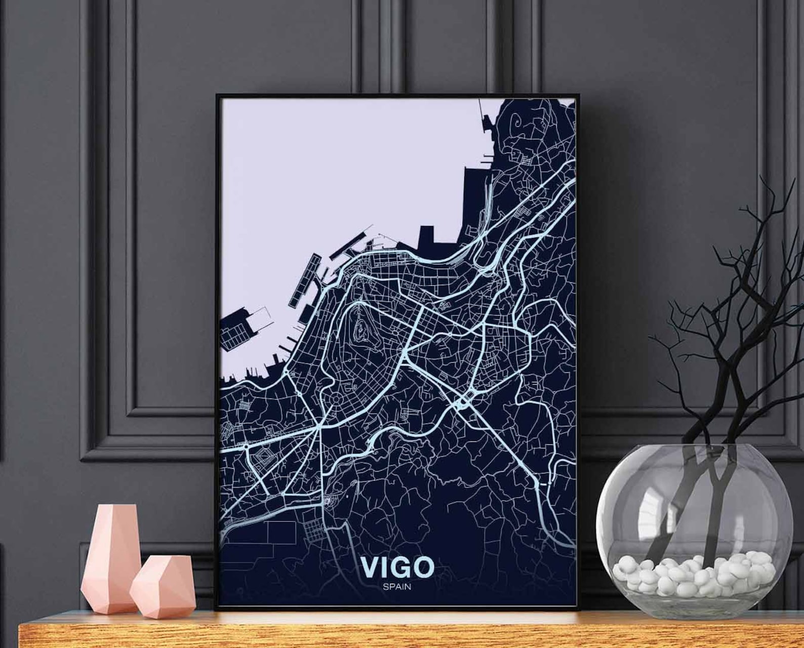 VIGO Spain Map Poster Color Hometown City Print Modern Home - Etsy