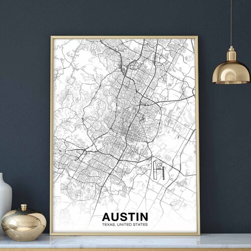 Austin Skyline Art Print Austin Map Austin Poster Texas - Etsy