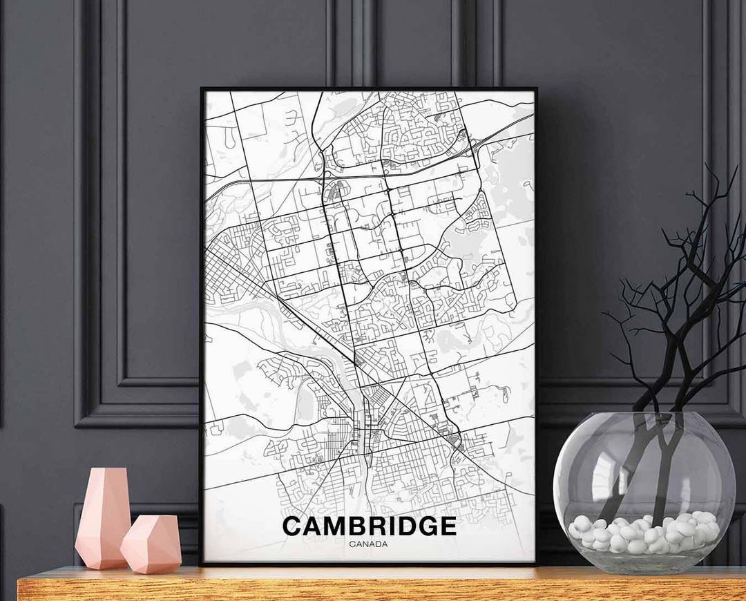CAMBRIDGE Canada Map Poster Hometown City Print Modern Home Decor ...