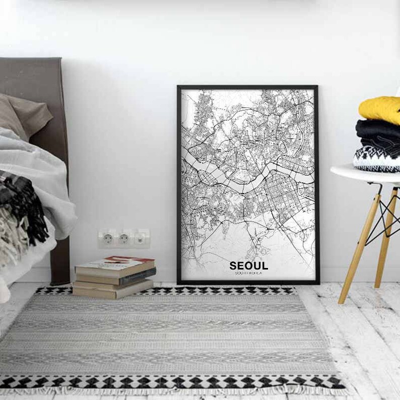 SEOUL Korea Map Poster Hometown City Print Modern Home Decor - Etsy