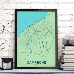 CAMPECHE Mexico Map Poster Color Hometown City Print Modern Home Decor ...