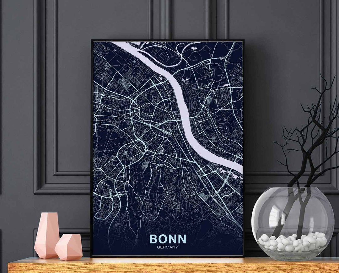 BONN Germany Map Poster Color Hometown City Print Modern Home Decor ...
