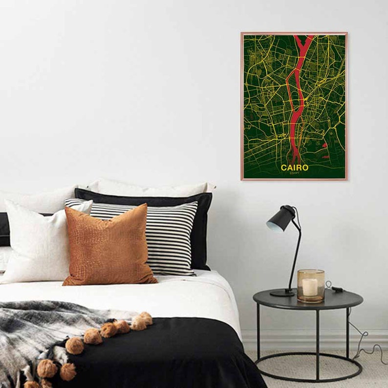 CAIRO Egypt Map Poster Color Hometown City Print Modern Home | Etsy