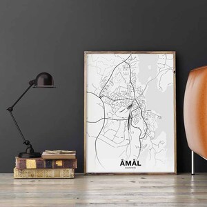 AMAL Sweden Map Poster Black White Hometown City Print Modern Home ...