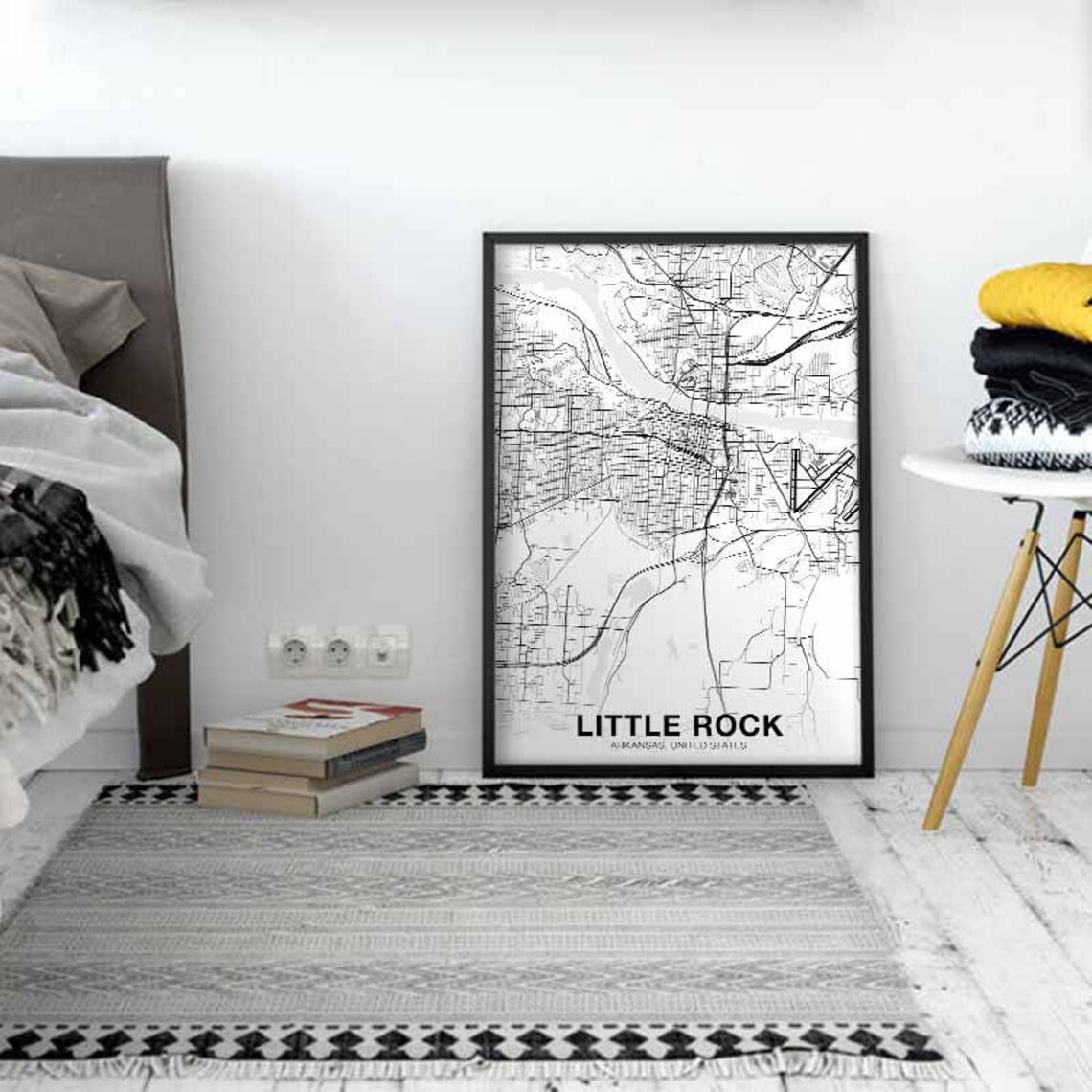 LITTLE ROCK Arkansas AR Usa Map Poster Black White Hometown - Etsy
