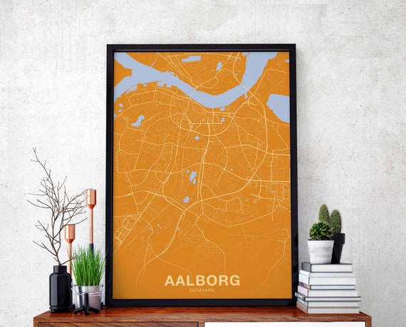 AALBORG Denmark Map Poster Color Hometown City Print Modern - Etsy