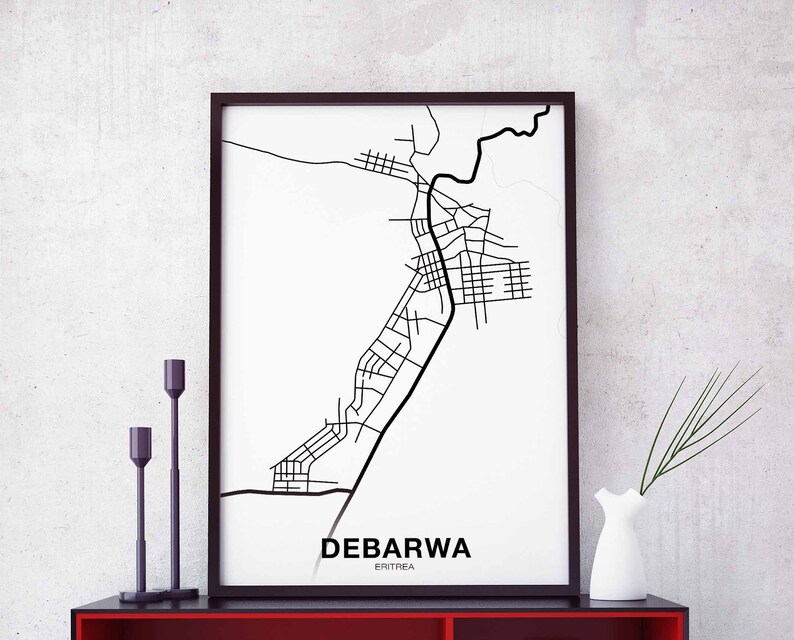 DEBARWA Eritrea Map Poster Black White Hometown City Print - Etsy