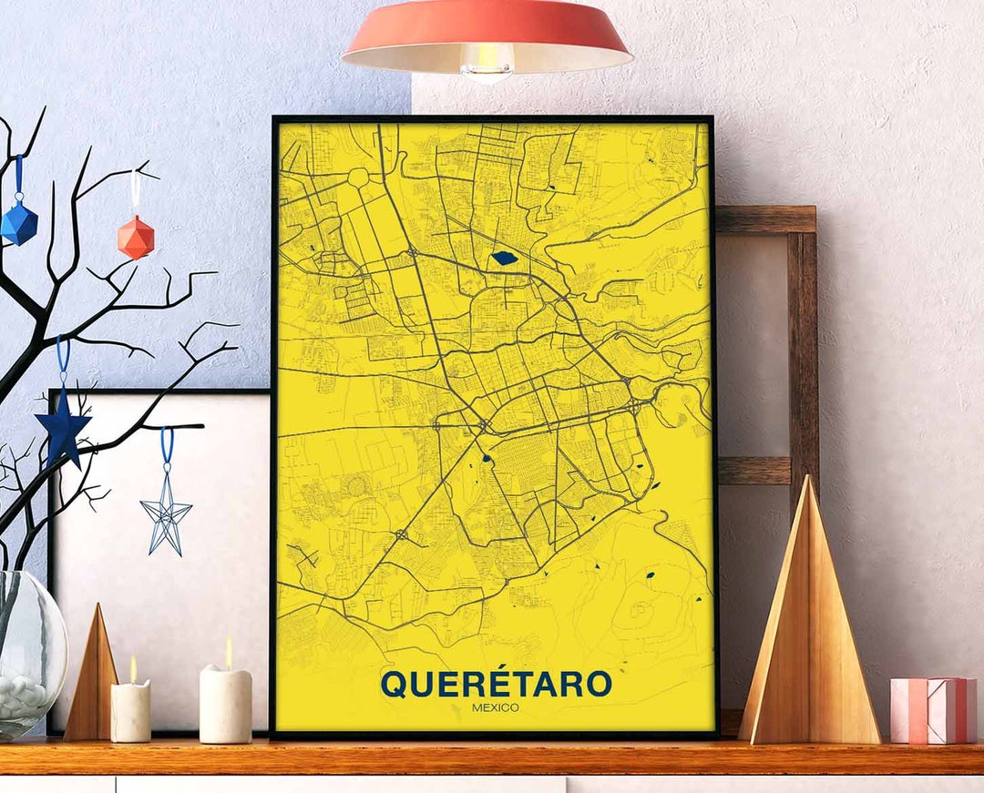 Póster de mapa de QUERETARO México, ciudad natal, impresión a color ...