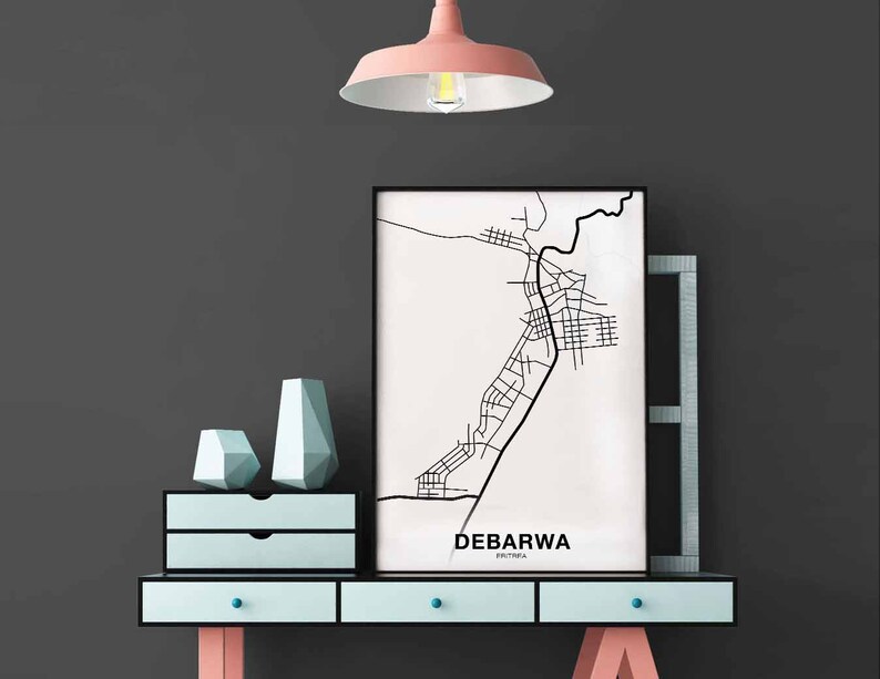 DEBARWA Eritrea Map Poster Black White Hometown City Print - Etsy