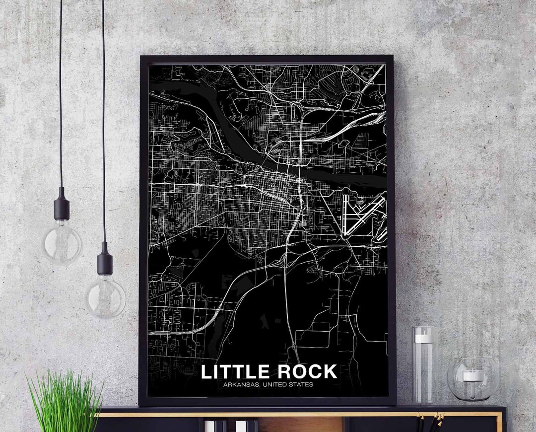LITTLE ROCK Arkansas AR Usa Map Poster Black White Hometown City Print ...