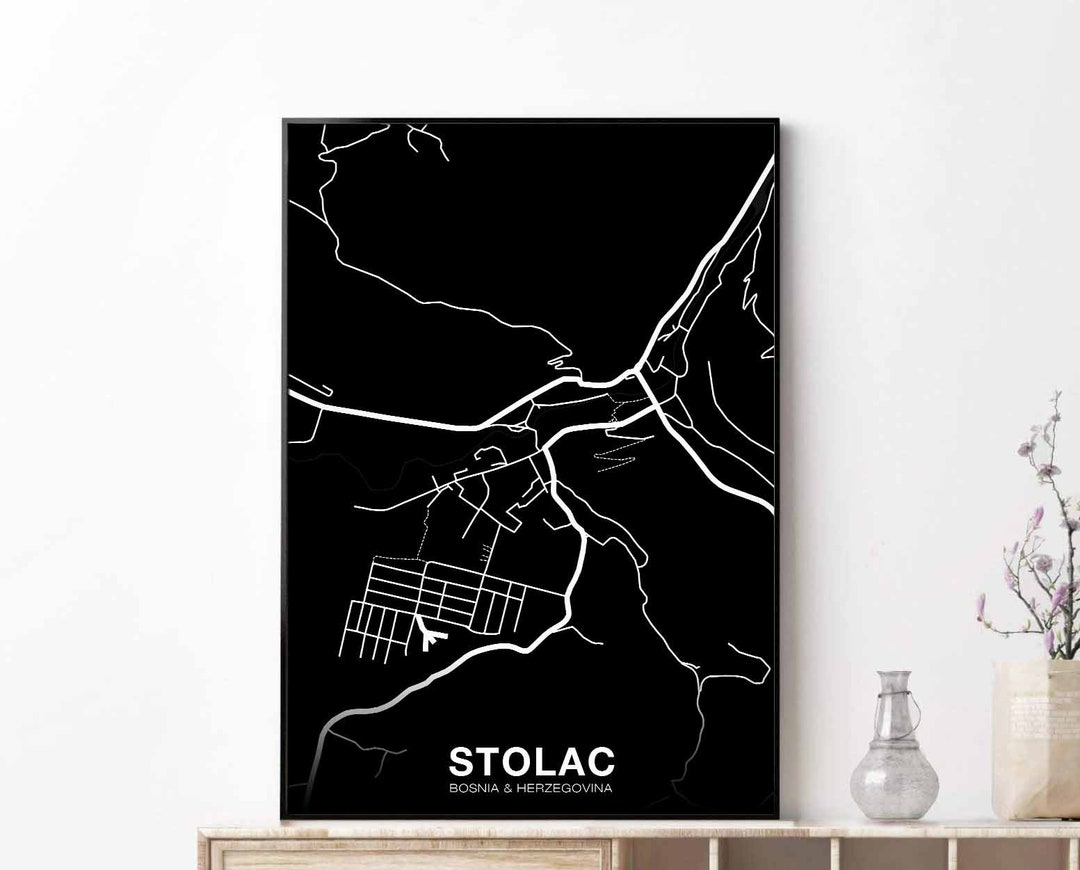 STOLAC Bosnia Map Poster Hometown City Print Modern Home Decor Office ...