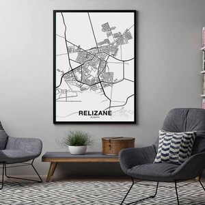 RELIZANE Algeria Map Poster Hometown City Print Modern Home Decor ...