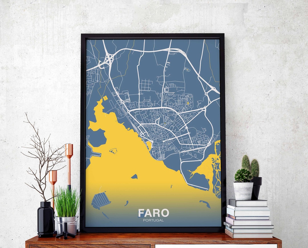 FARO Portugal Map Poster Color Hometown City Print Modern Home Decor ...