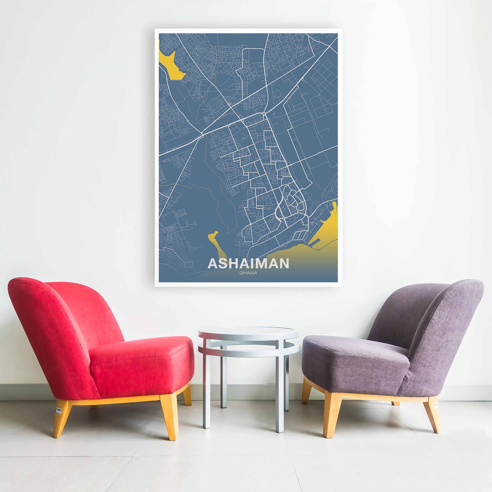 ASHAIMAN Ghana Map Poster Color Hometown City Print Modern - Etsy
