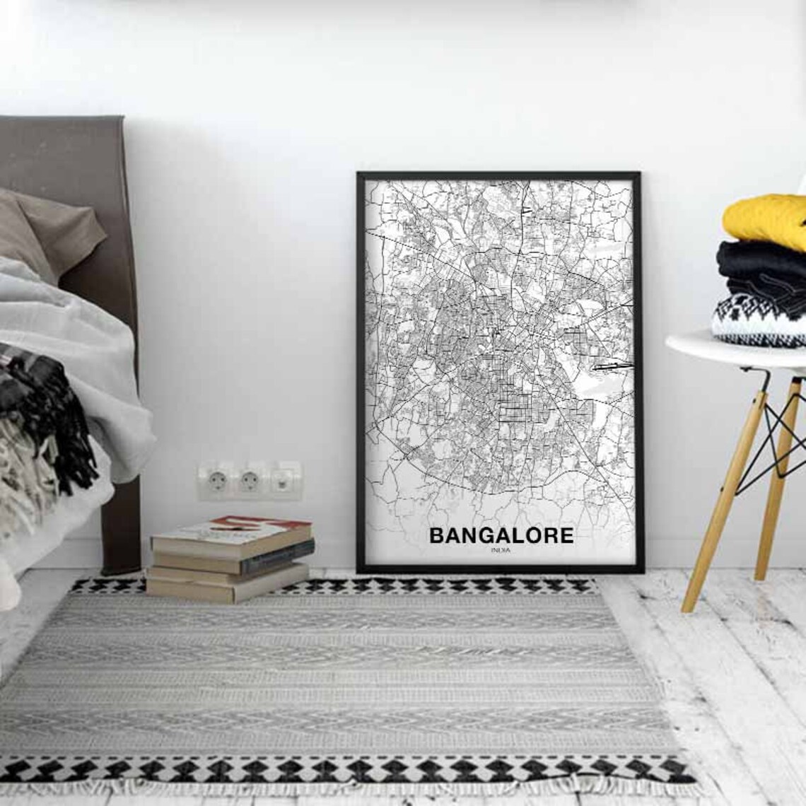 BANGALORE India Map Poster Hometown City Print Modern Home Decor Office ...