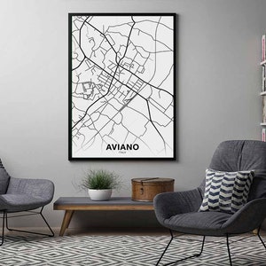 AVIANO Italy Map Poster Hometown City Print Modern Home Decor Office ...