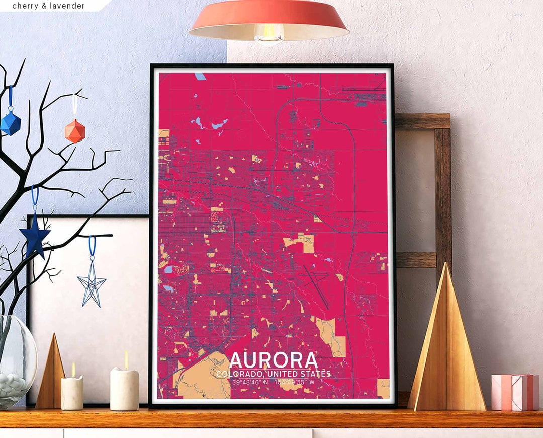 AURORA Colorado USA Map Poster Black White Hometown City Print Modern ...