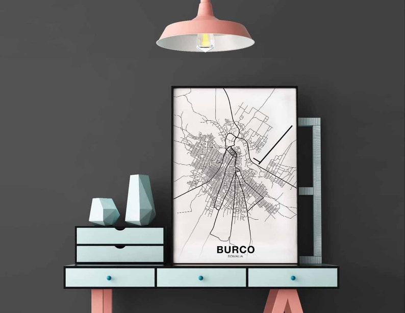 BURCO BURAO Somalia Map Poster Black White Hometown City Print - Etsy