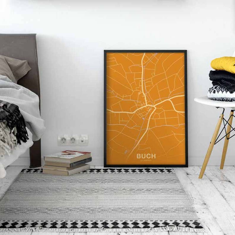 BUCH Germany Map Poster Color Hometown City Print Modern Home | Etsy