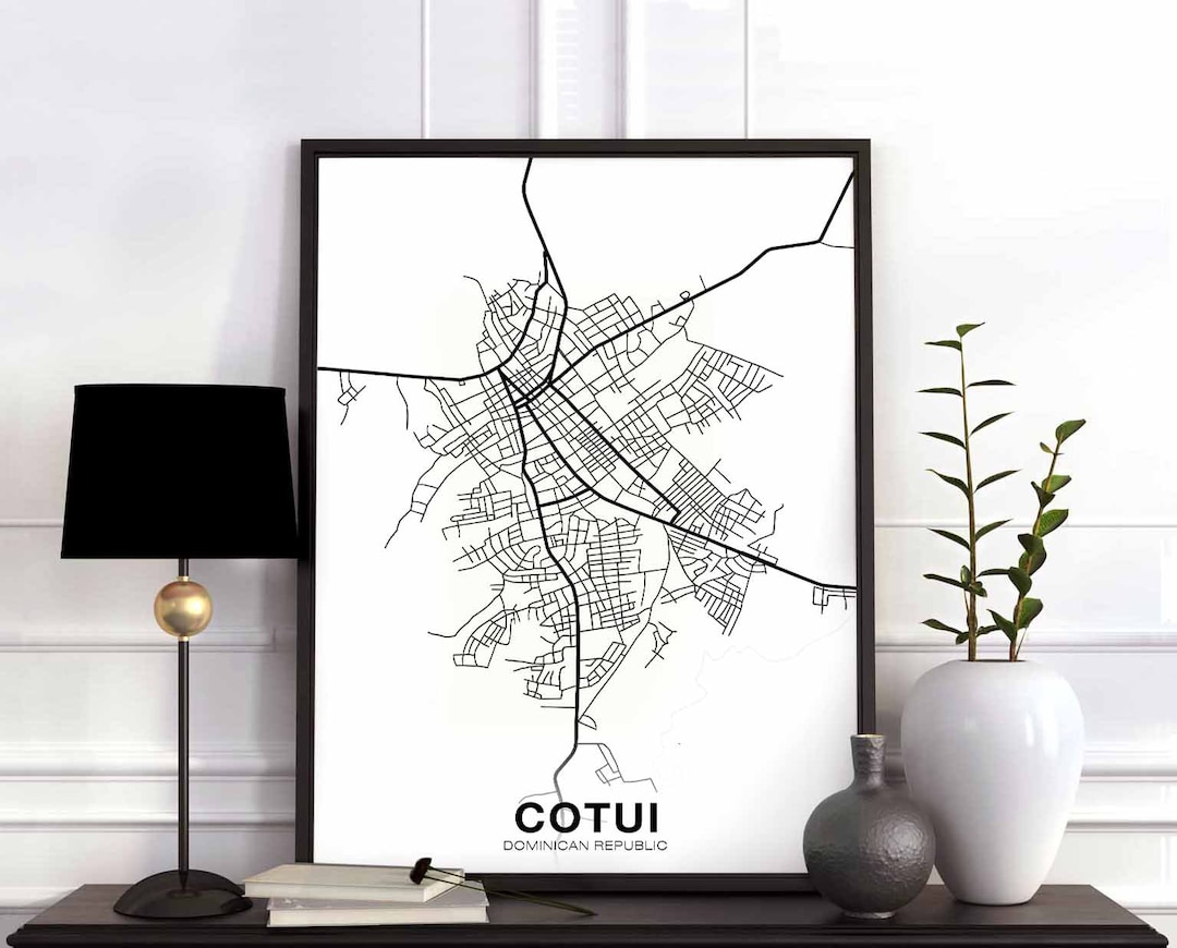 COTUI Dominican Republic Map Poster Black White Hometown City Print ...