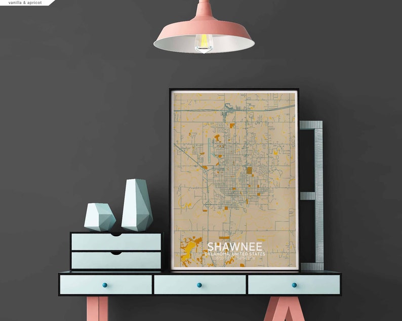 SHAWNEE Oklahoma OK Map Poster Black White Hometown City Print - Etsy