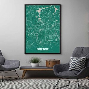 ODENSE Denmark Map Poster Color Hometown City Print Modern Home Decor ...