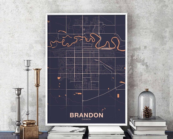 BRANDON Canada Map Poster Color Hometown City Print Modern | Etsy