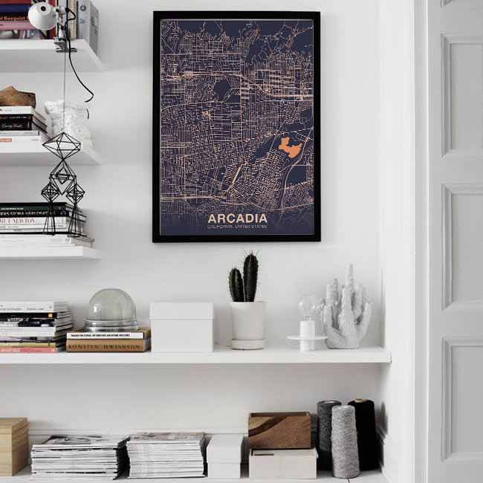 ARCADIA California CA US Map Poster Color Hometown City Print | Etsy