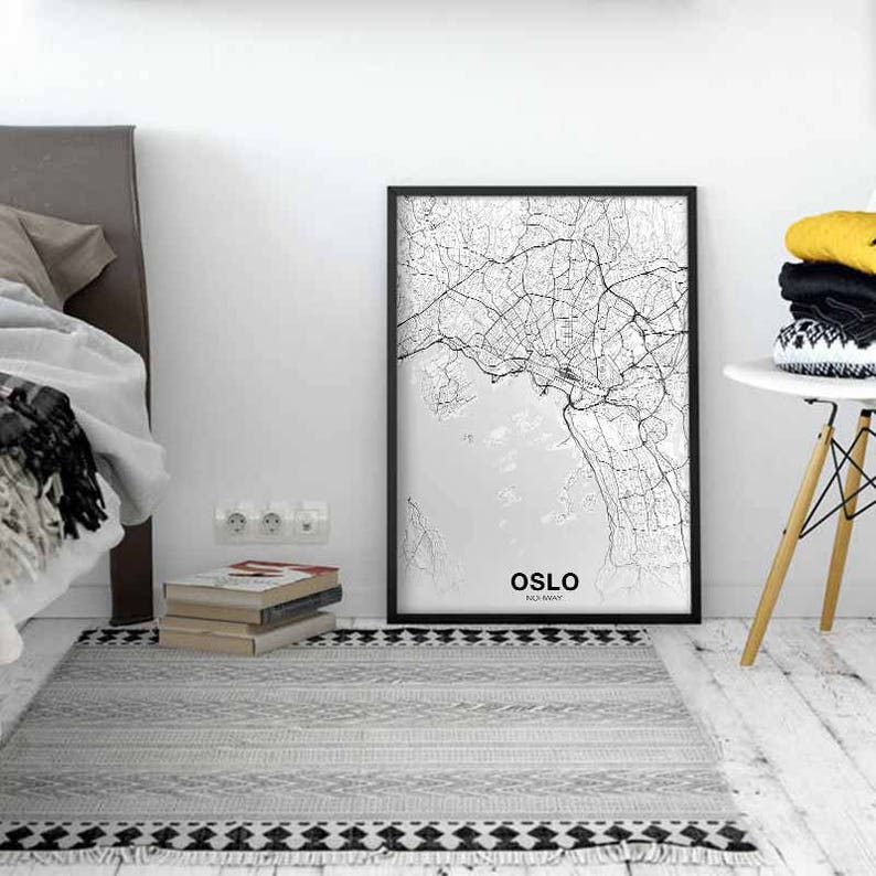 OSLO Norway Map Poster Hometown City Print Modern Home Decor - Etsy
