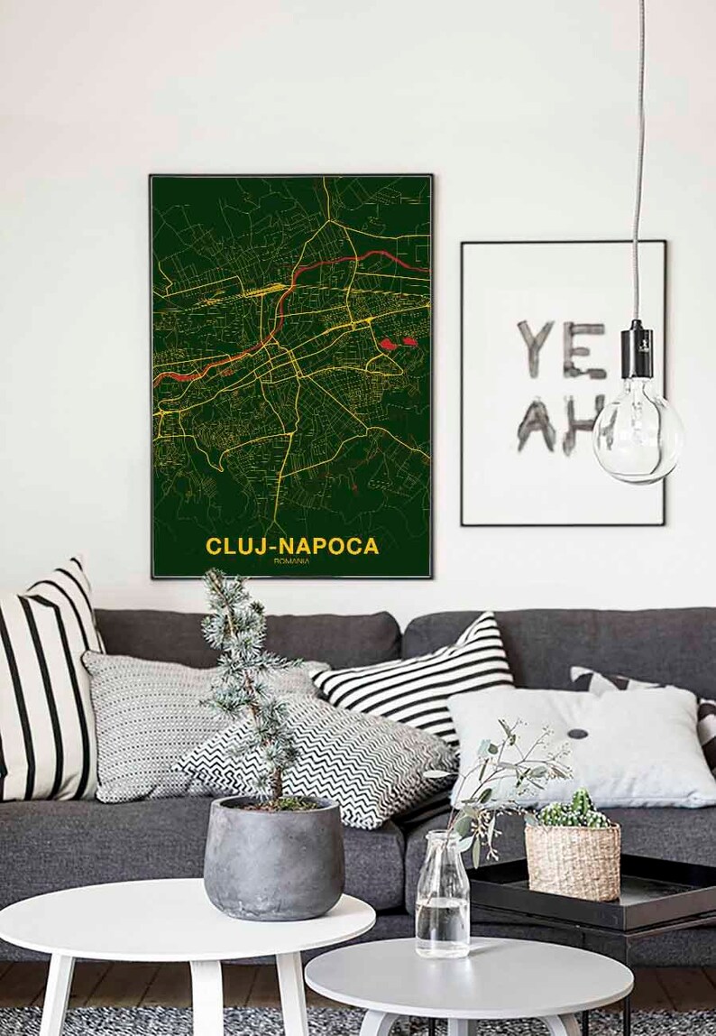 CLUJ-NAPOCA Romania Map Poster Color Hometown City Print | Etsy
