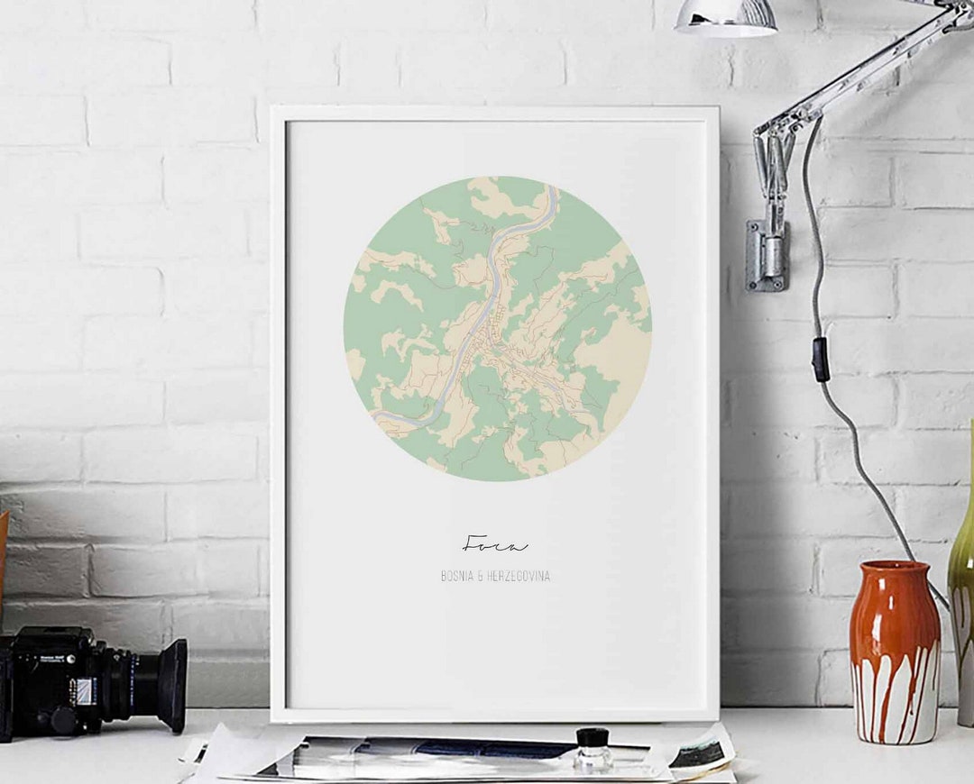 FOCA Bosnia Herzegovina Map Poster Wall Decor Design Modern Minimal ...