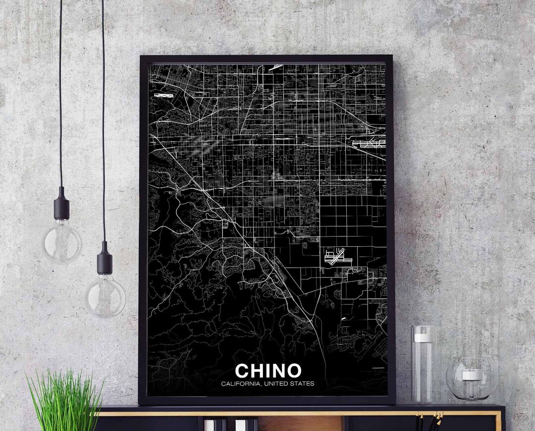 CHINO California CA USA Map Poster Black White Hometown City Print ...