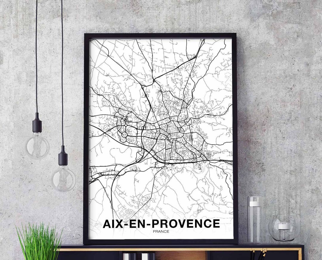 AIX-EN-PROVENCE France Map Poster Hometown City Print Modern Home Decor ...