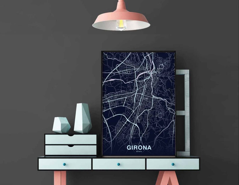 GIRONA Spain Poster Color Hometown City Print Modern Home | Etsy