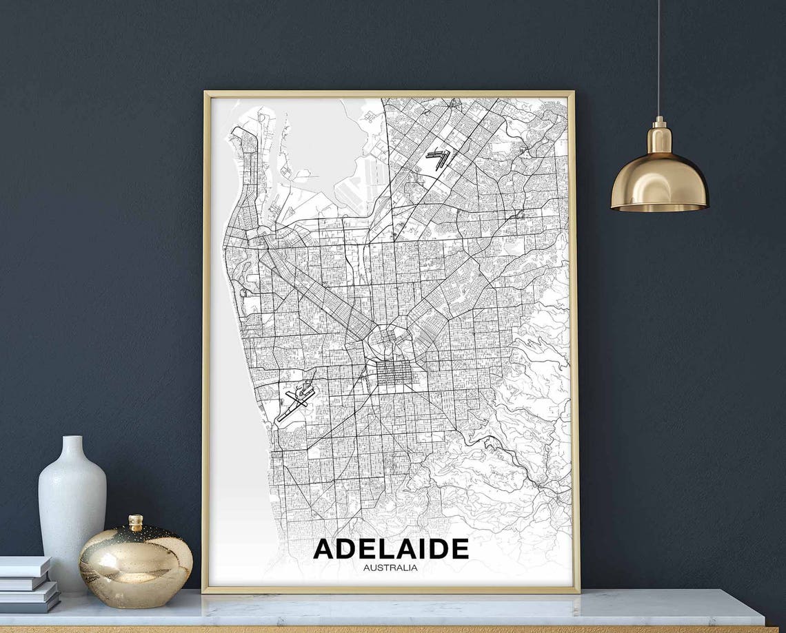 ADELAIDE Australia Map Poster Hometown City Print Modern Home | Etsy