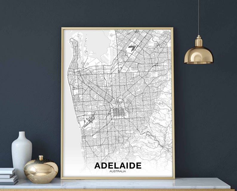 ADELAIDE Australia Map Poster Hometown City Print Modern Home Decor ...