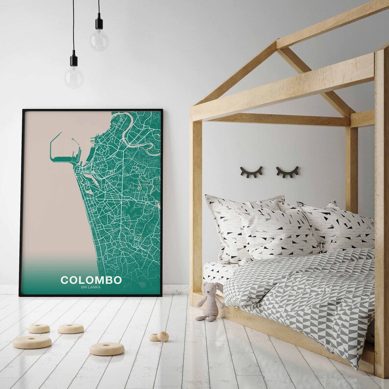 COLOMBO Sri Lanka Map Poster Color Hometown City Print Modern - Etsy