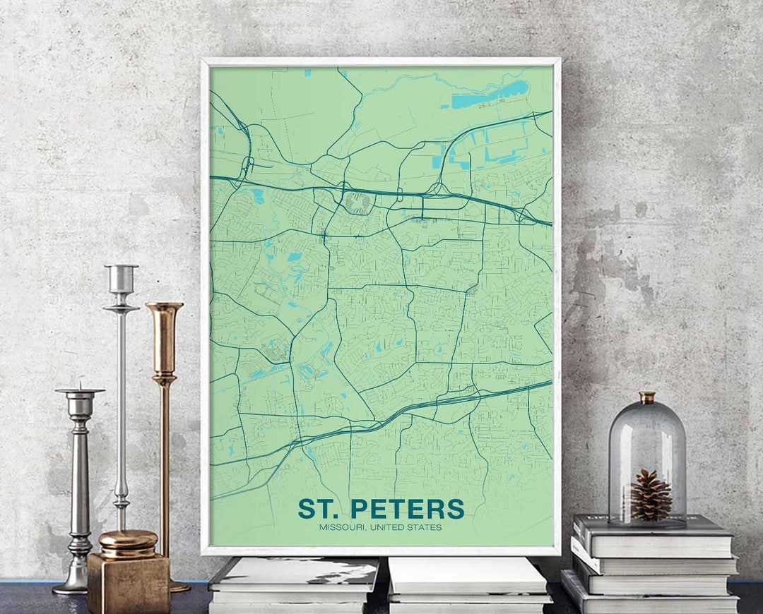 ST PETERS Missouri MO Us Map Poster Color Hometown City Print Modern ...