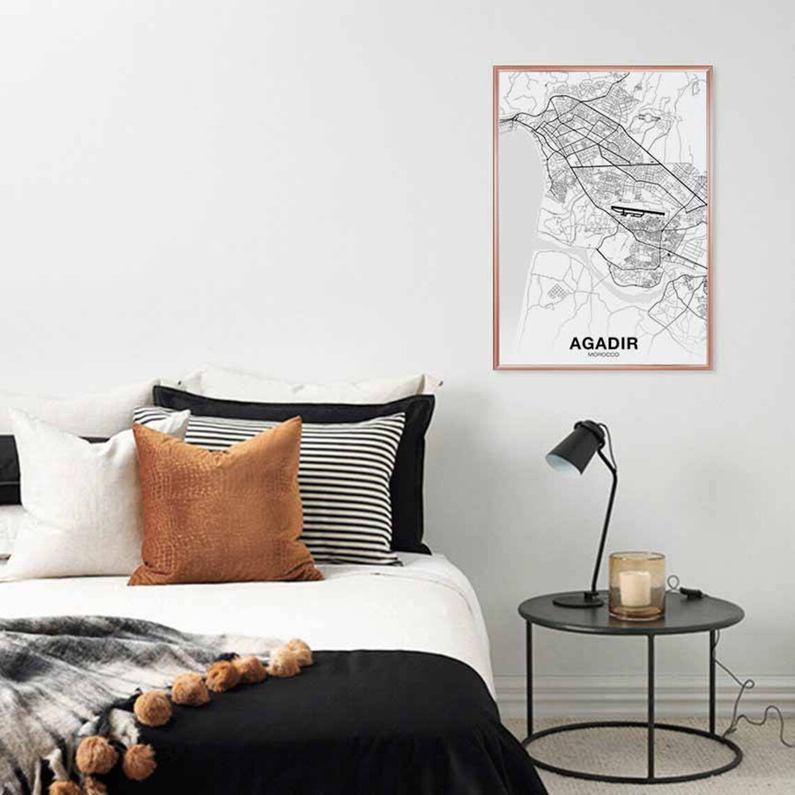 AGADIR Morocco Map Poster Hometown City Print Modern Home Decor Office ...