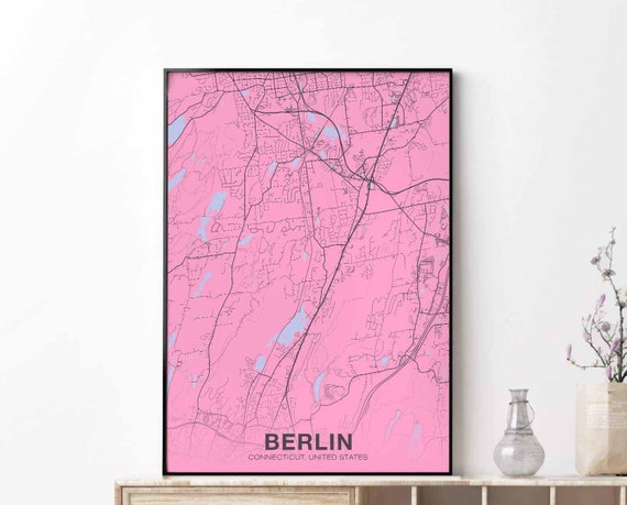 BERLIN Connecticut CT us map poster color Hometown City Print | Etsy