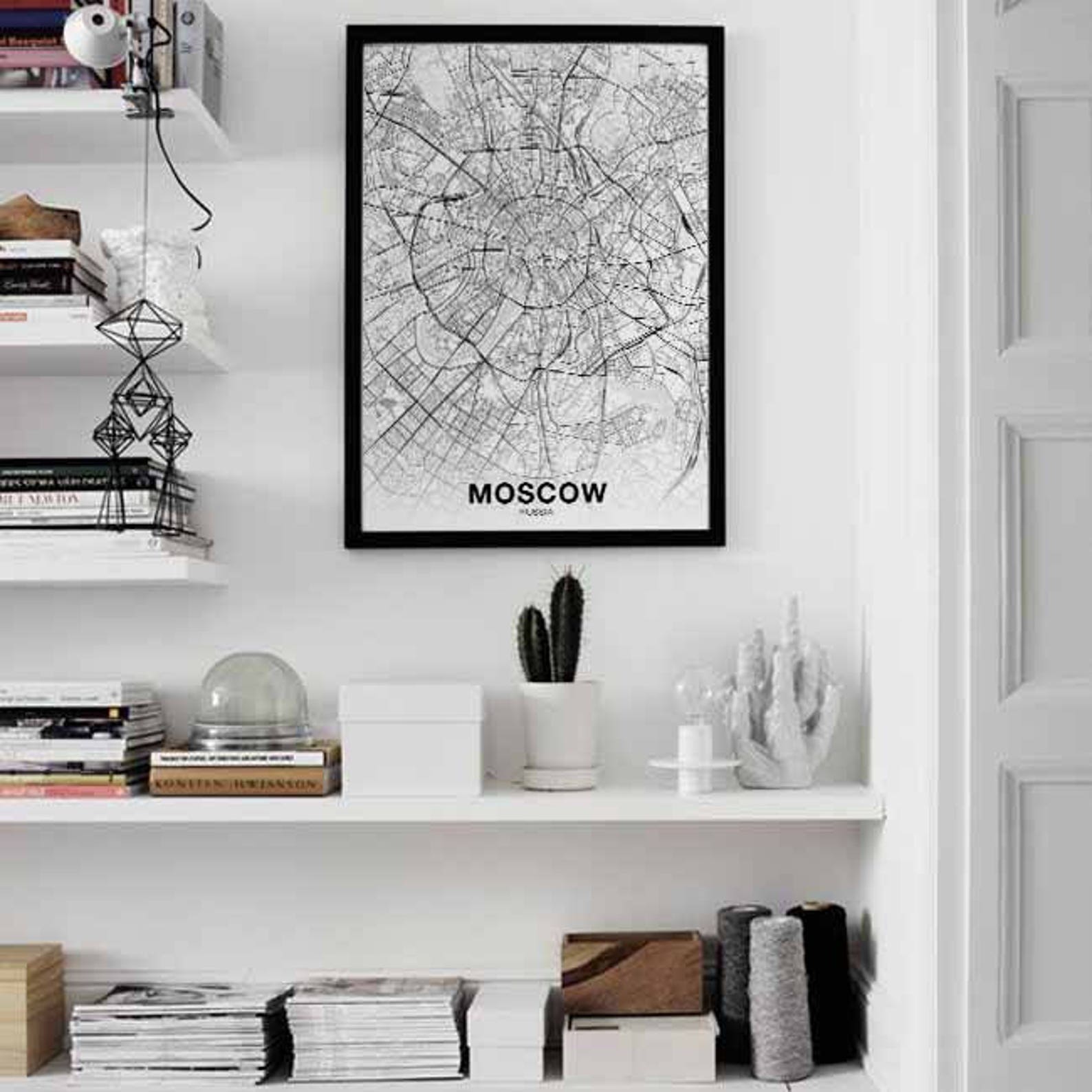 MOSCOW Russia Map Poster Hometown City Print Modern Home Decor Office ...