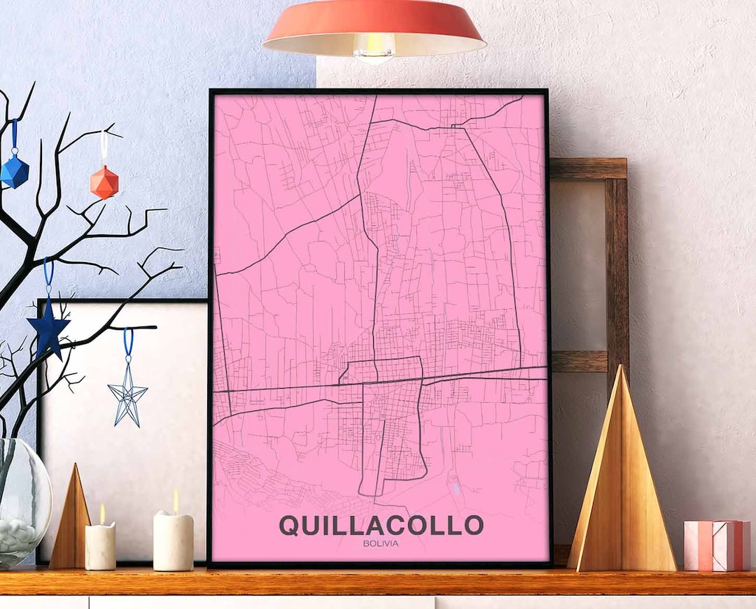 QUILLACOLLO Bolivia Map Poster Color Hometown City Print Modern Home ...
