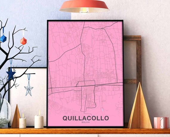 QUILLACOLLO Bolivia Map Poster Color Hometown City Print | Etsy